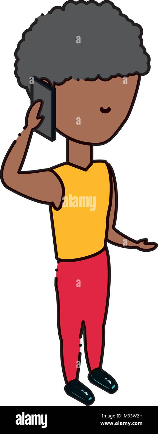 avatar man standing and talking on cellphone over white background ...