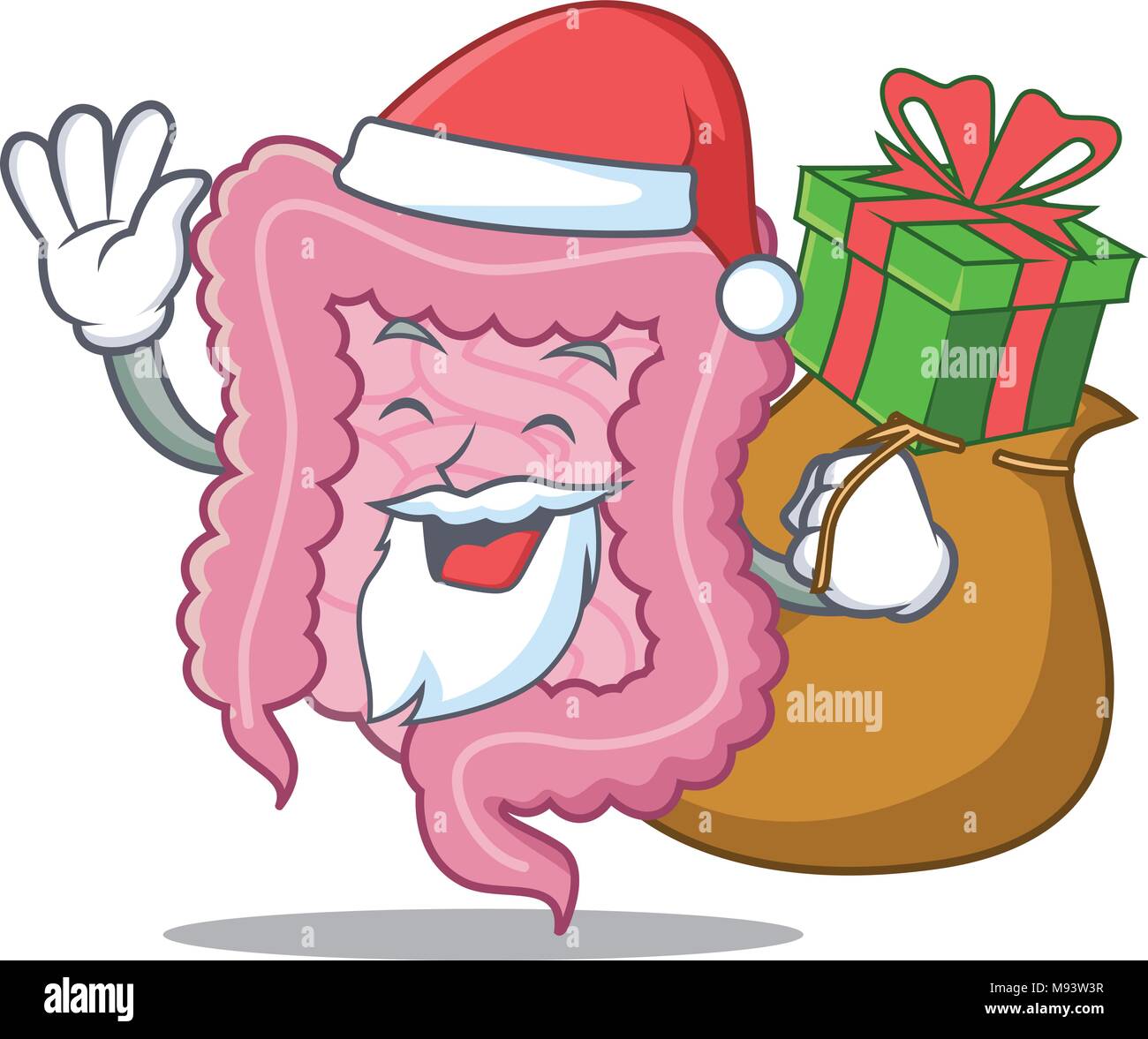 Santa with gift intestine mascot cartoon style Stock Vector Image & Art ...