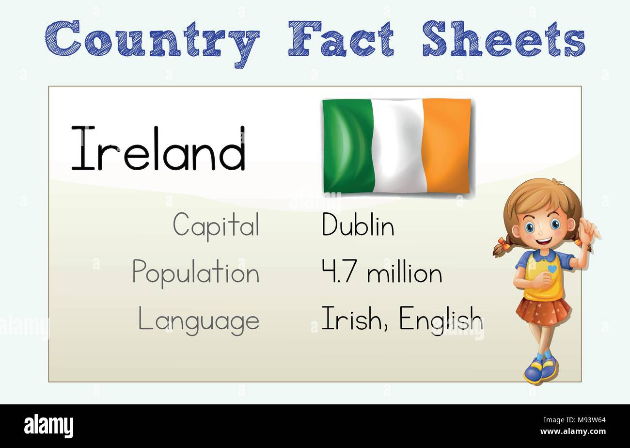 Flashcard template for country fact of Ireland illustration Stock ...