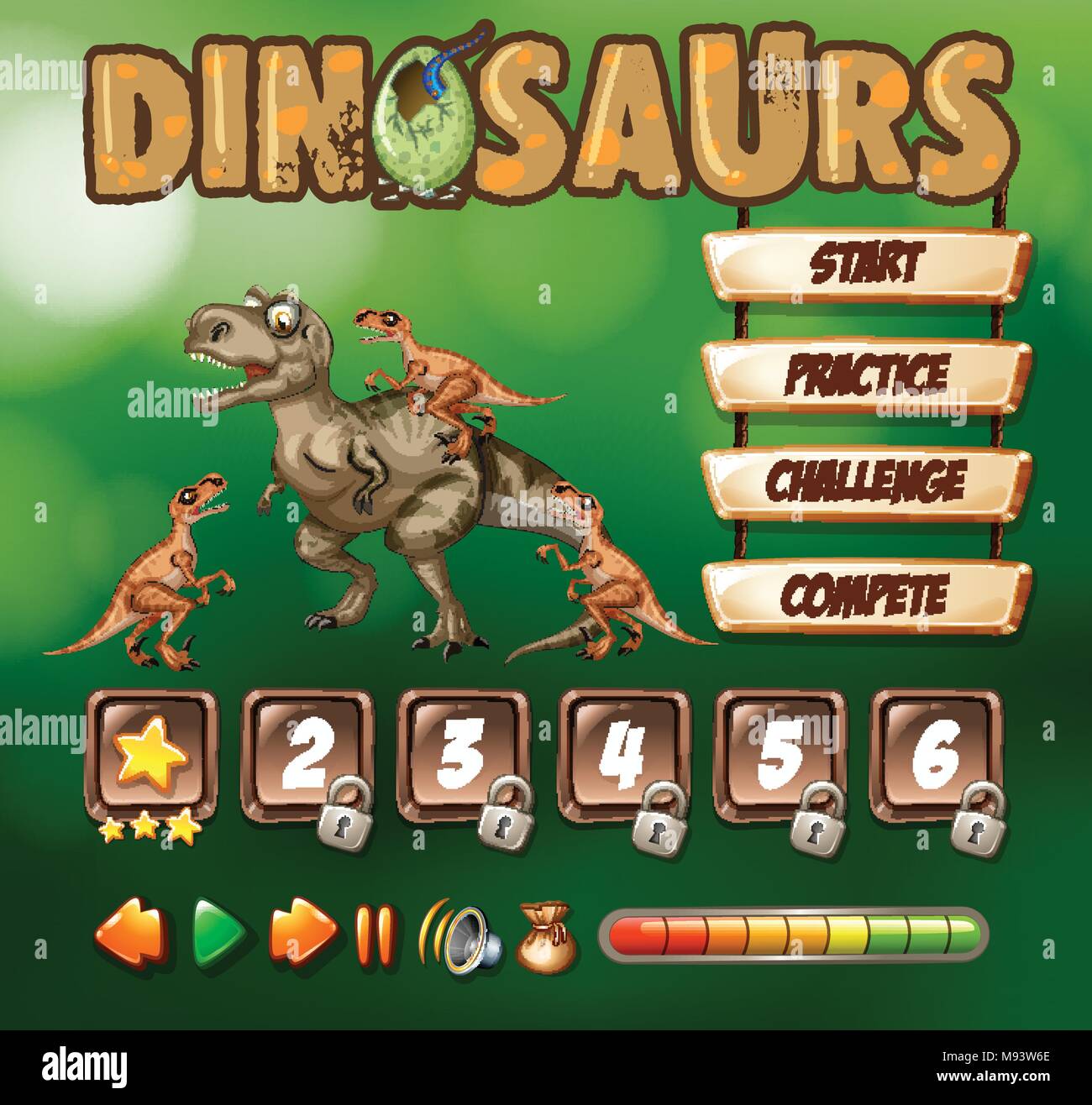 Game template with dinosaur theme illustration Stock Vector Image & Art ...