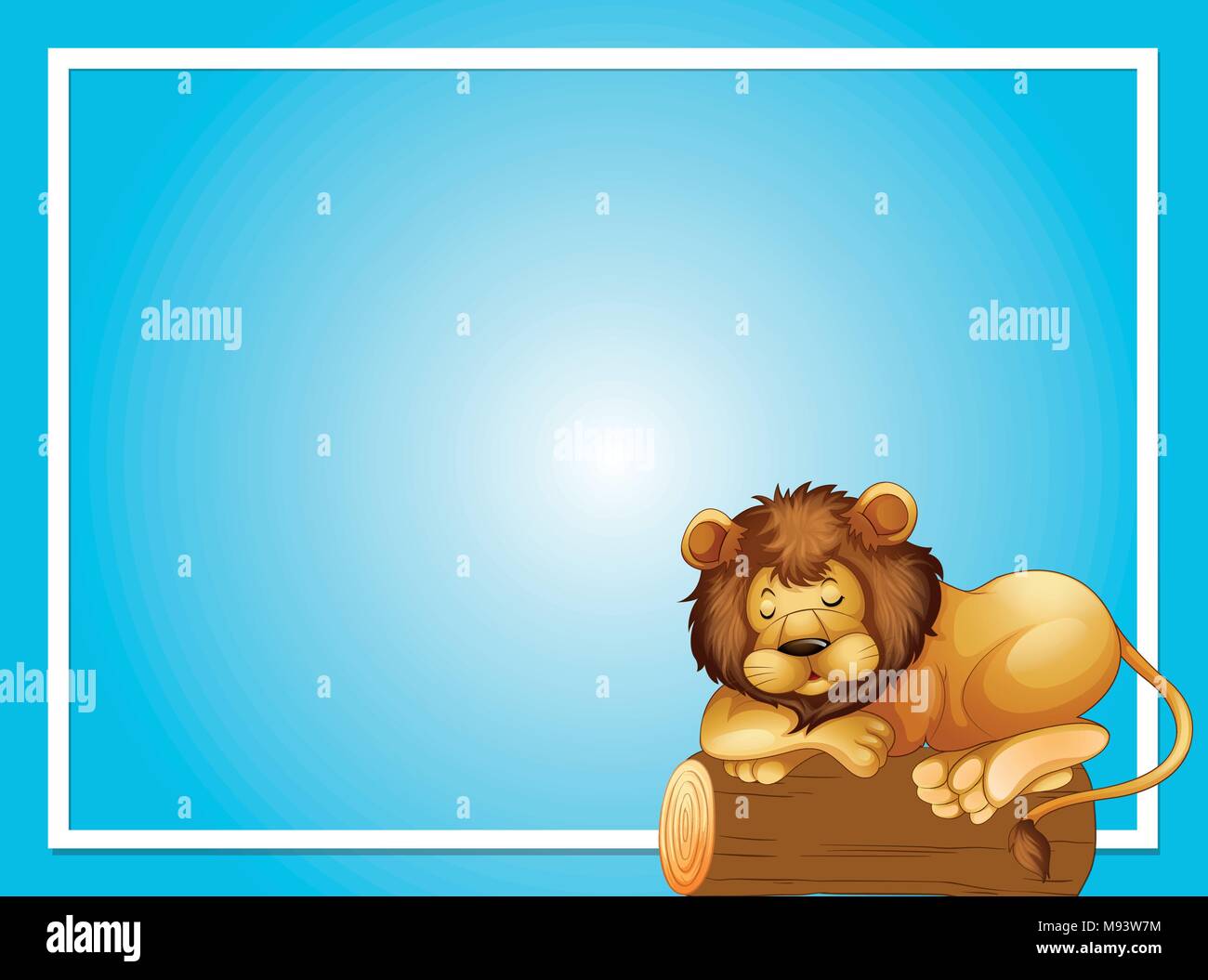 Frame template with sleeping lion illustration Stock Vector Image & Art ...