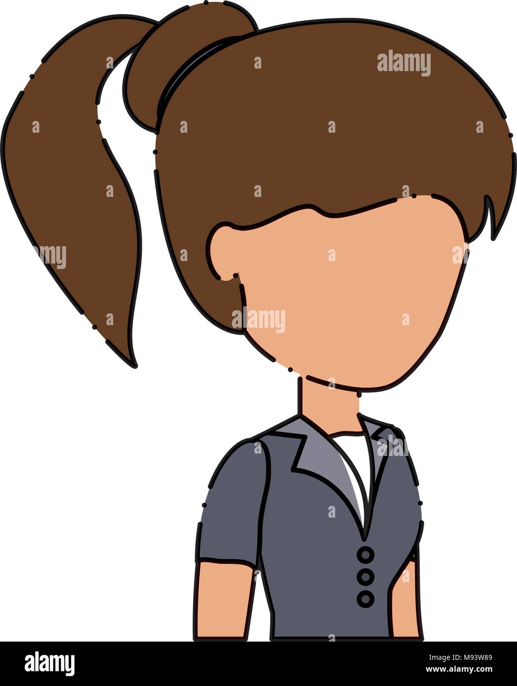 avatar woman with pony tail over white background, colorful design ...