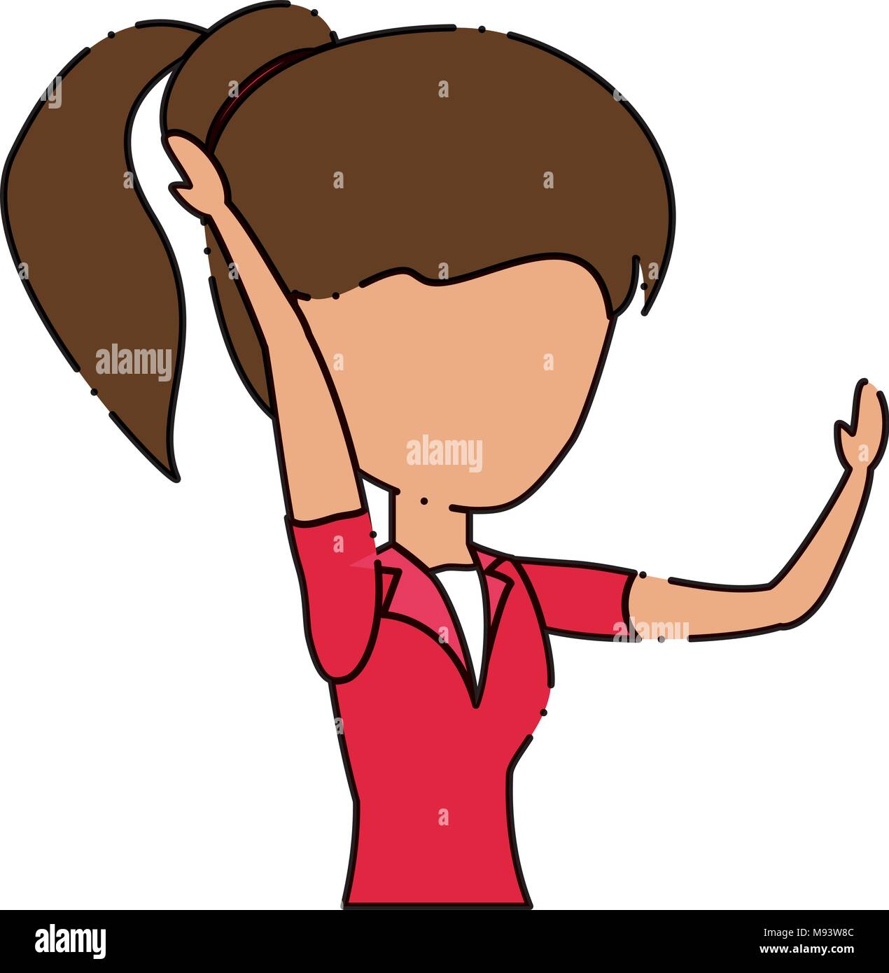 avatar woman with pony tail over white background, colorful design ...