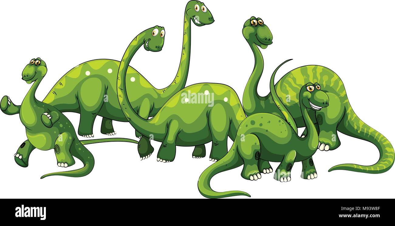 Brachiosaurus family on white background illustration Stock Vector ...