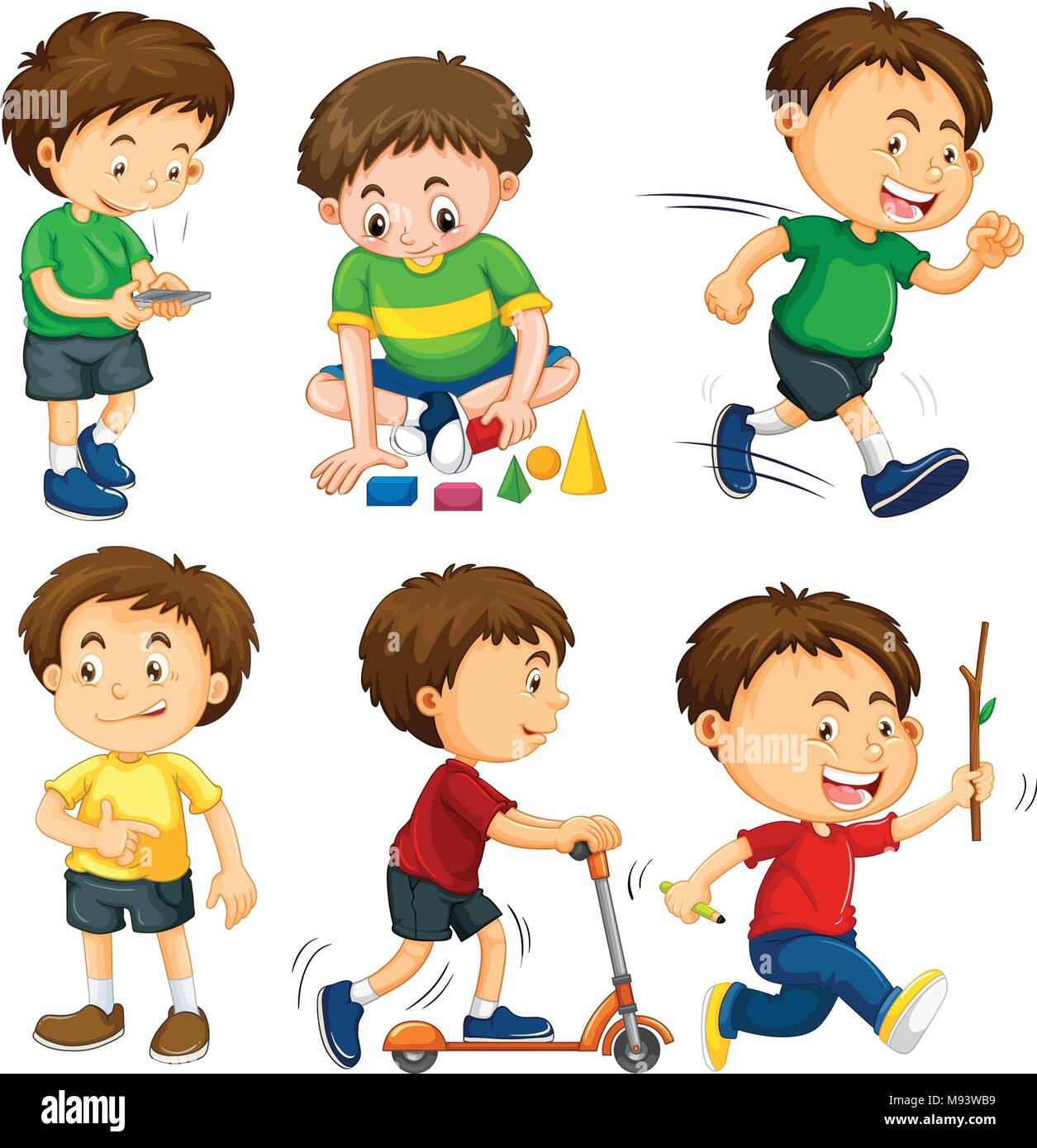 Boys in six different actions illustration Stock Vector Image & Art - Alamy