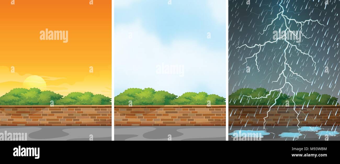 Three background scenes at different seasons illustration Stock Vector ...