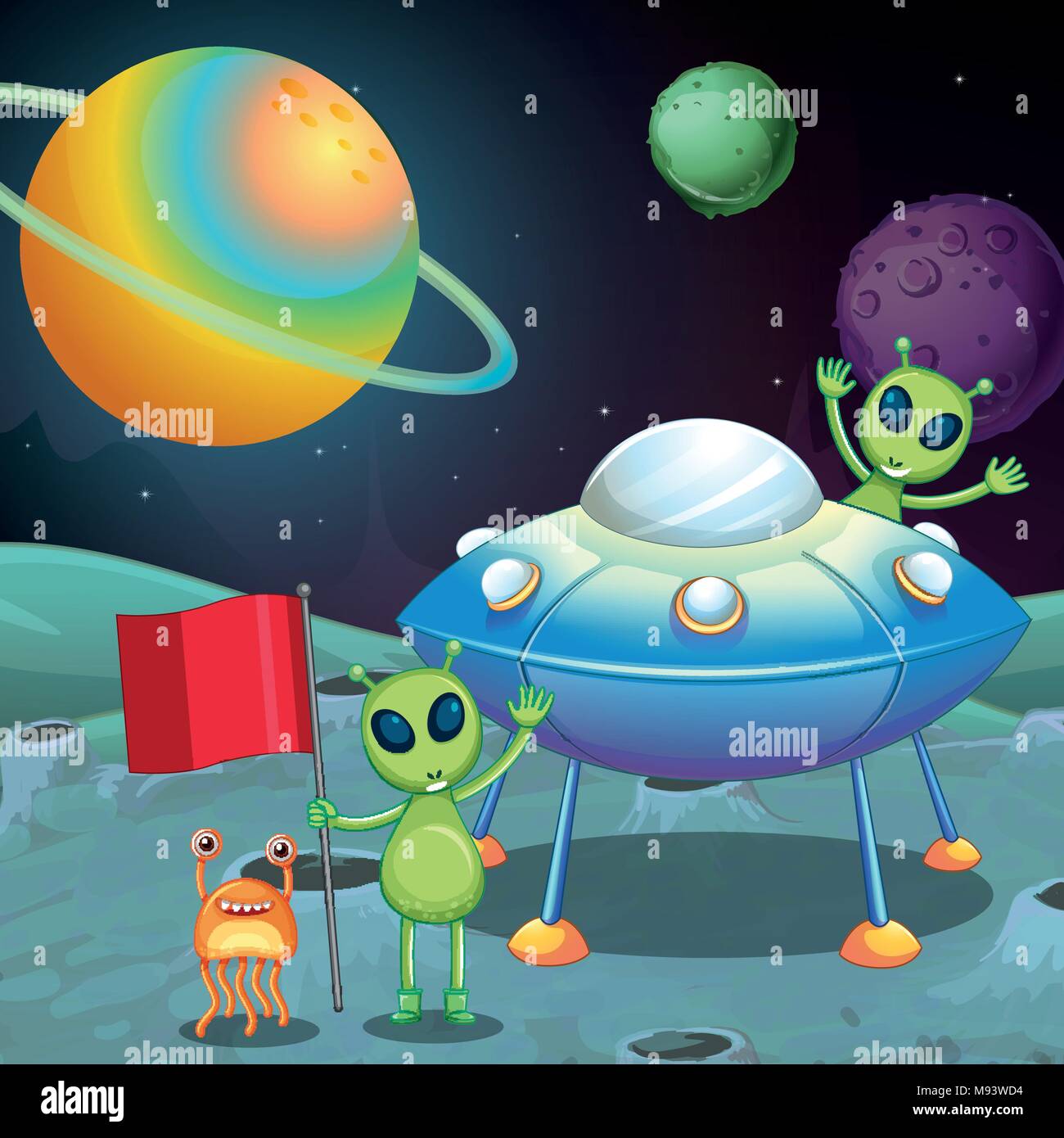 Cartoon Aliens In Space