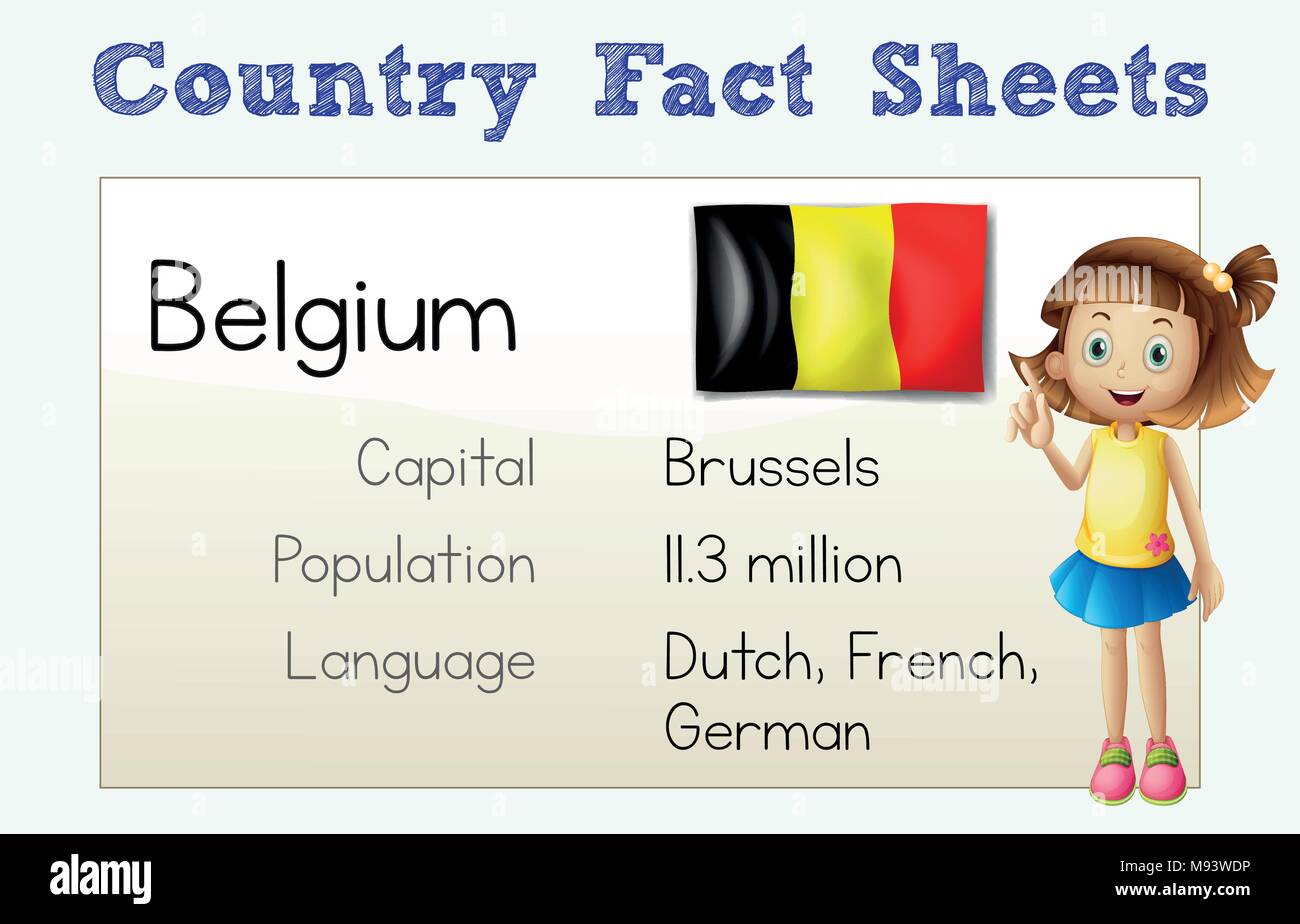 Flashcard template for country fact of Belgium illustration Stock ...
