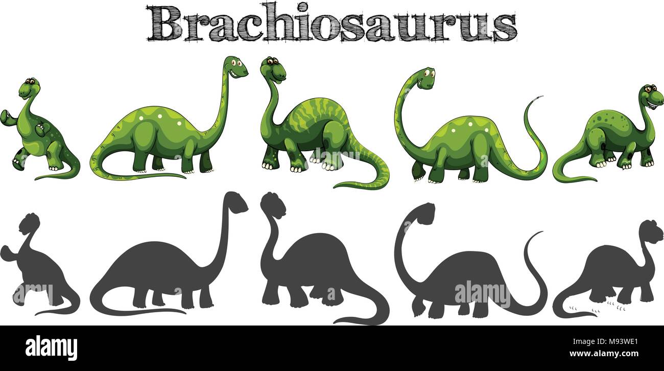 Brachiosaurus in five different actions illustration Stock Vector Image ...