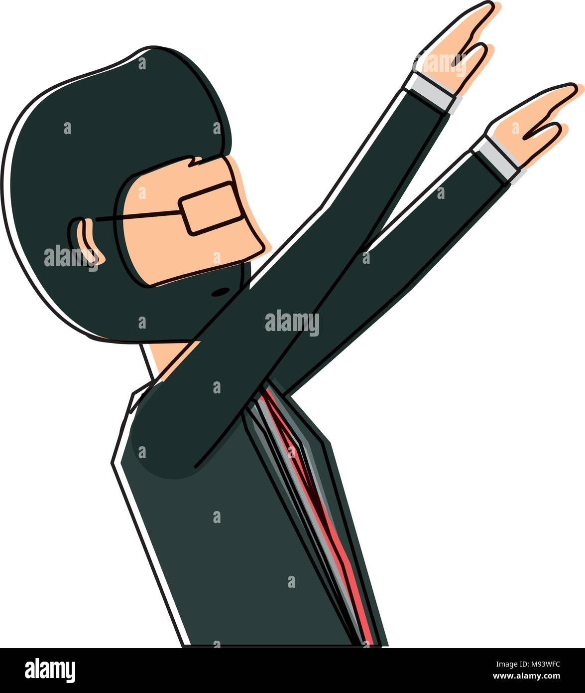 avatar businessman with arms up icon over white background, colorful ...