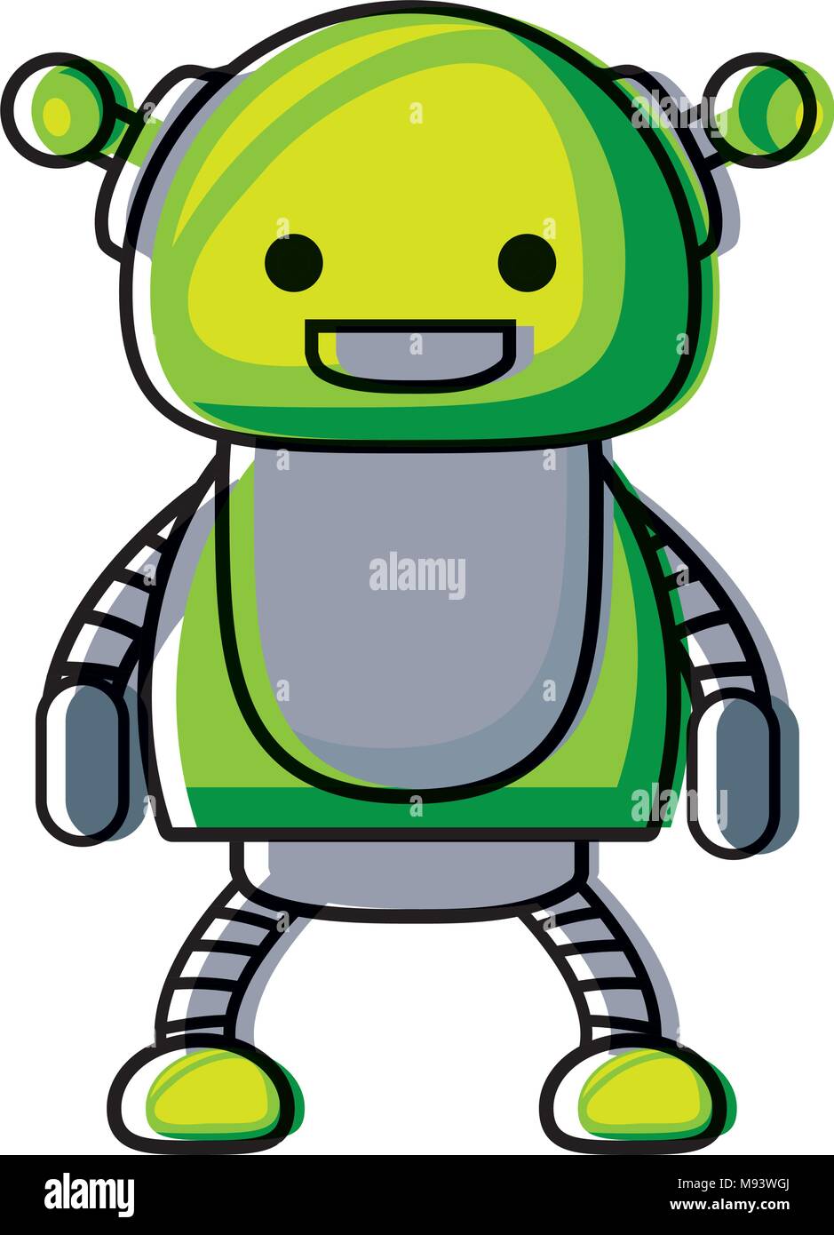 cartoon happy robot icon over white background, colorful design. vector ...