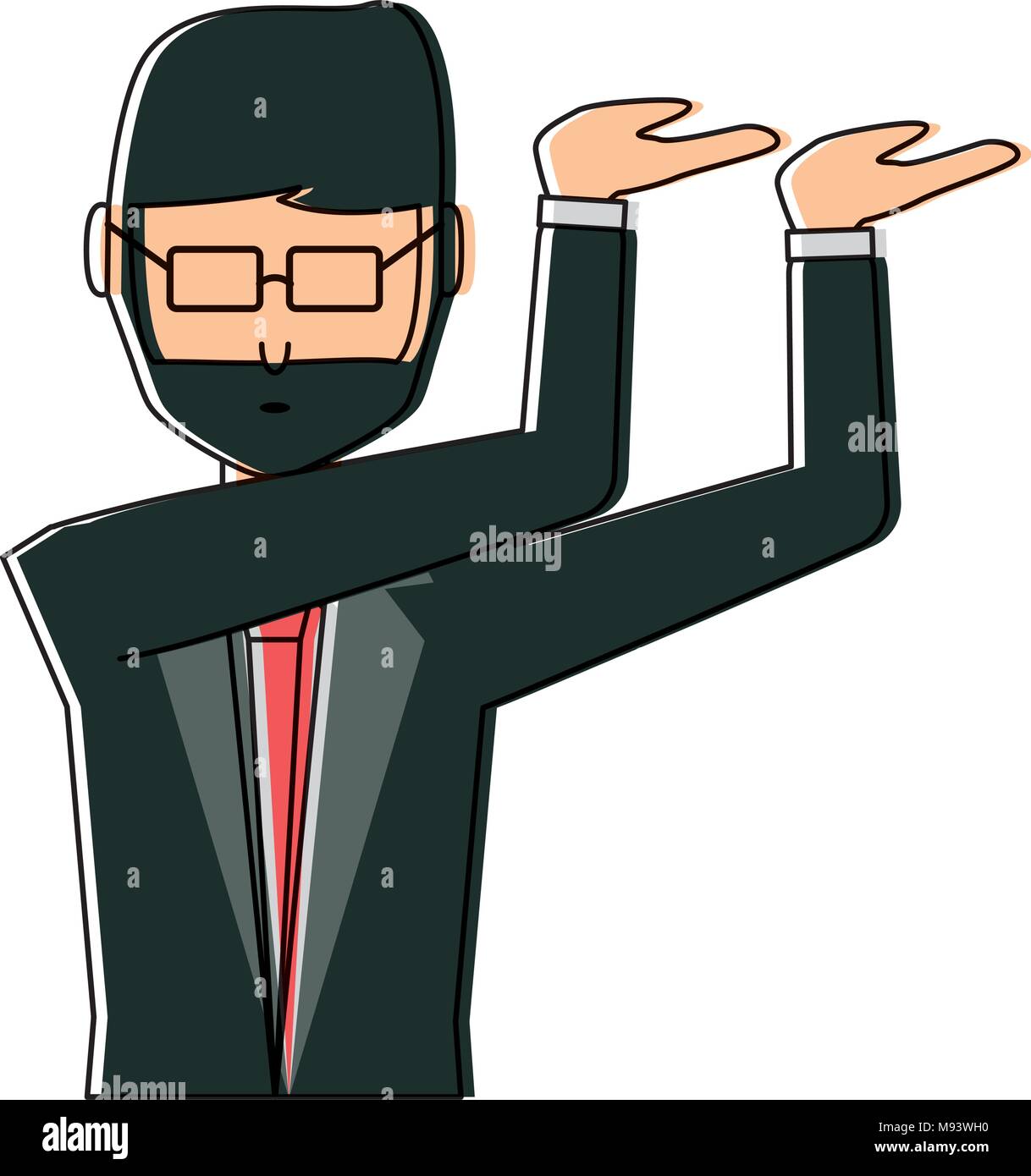 avatar businessman with arms up icon over white background, colorful ...