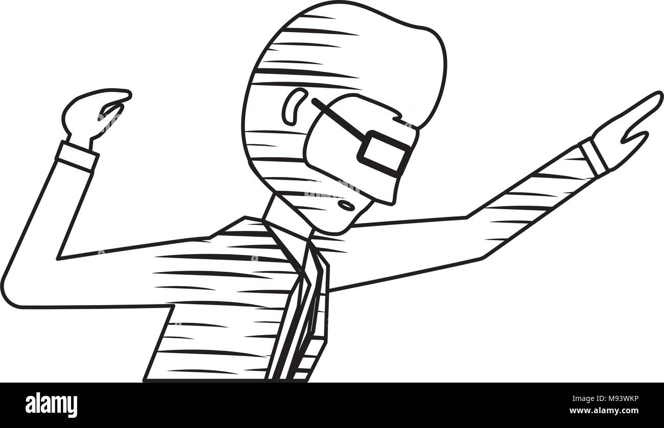 sketch of avatar businessman pointing over white background, vector ...