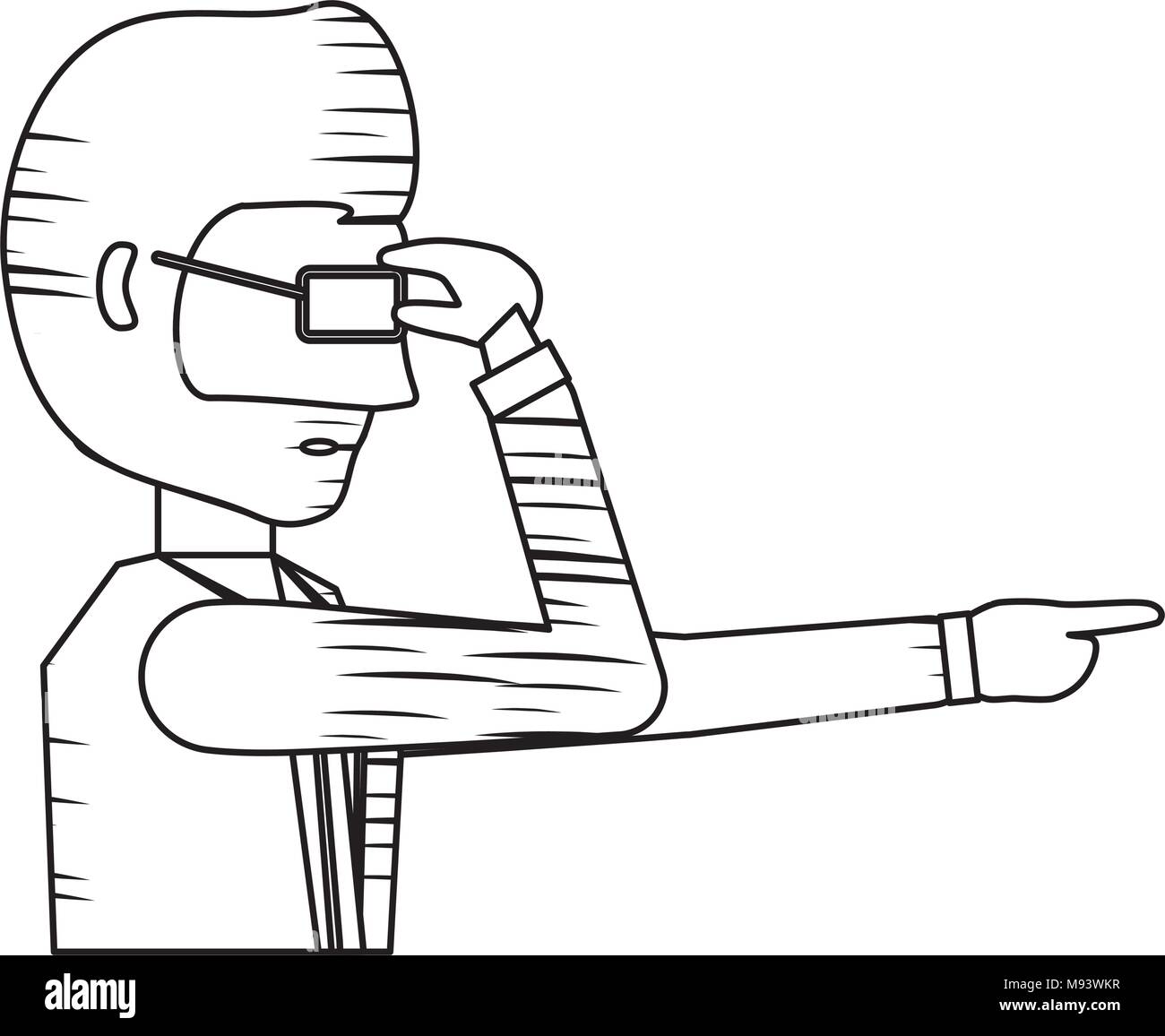 avatar businessman pointing over white background, vector illustration ...