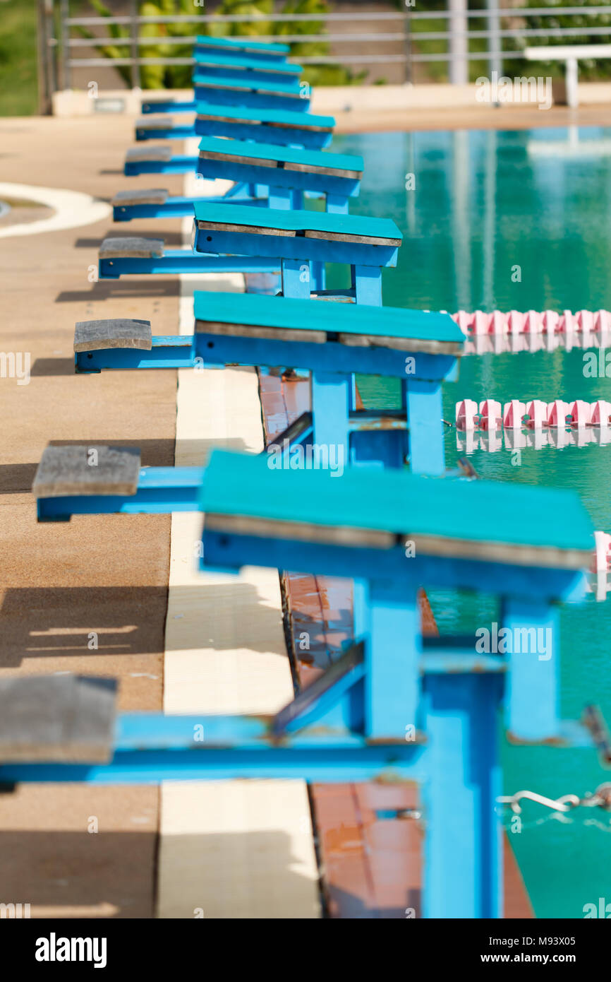 Swimming pool race finish line hi-res stock photography and images - Alamy