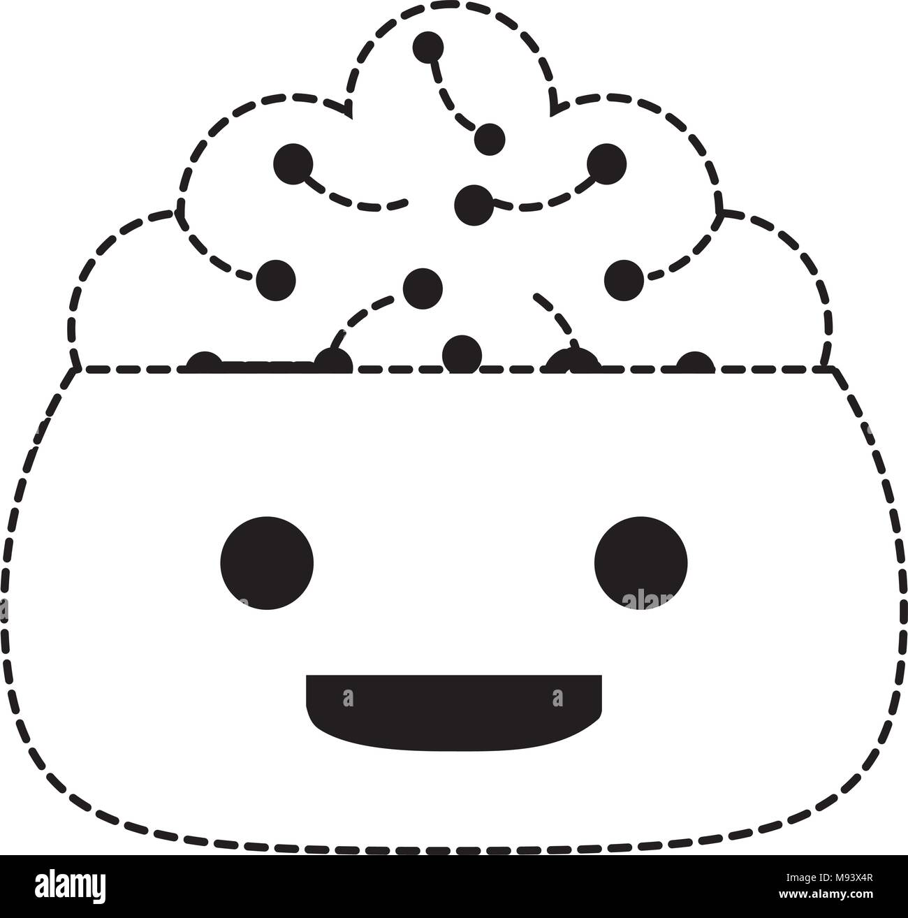 Cartoon robot showing the brain over white background, vector ...