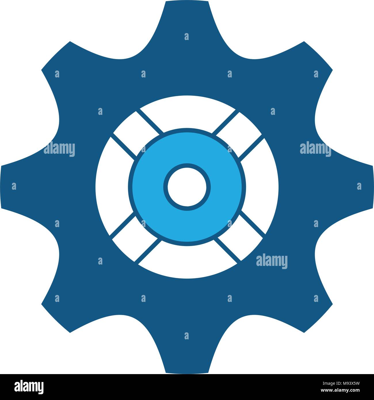 gear wheel icon over white background, blue shading design. vector ...