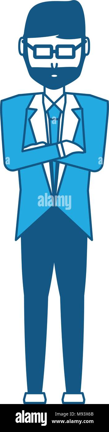 avatar businessman standing with crossed arms icon over white ...