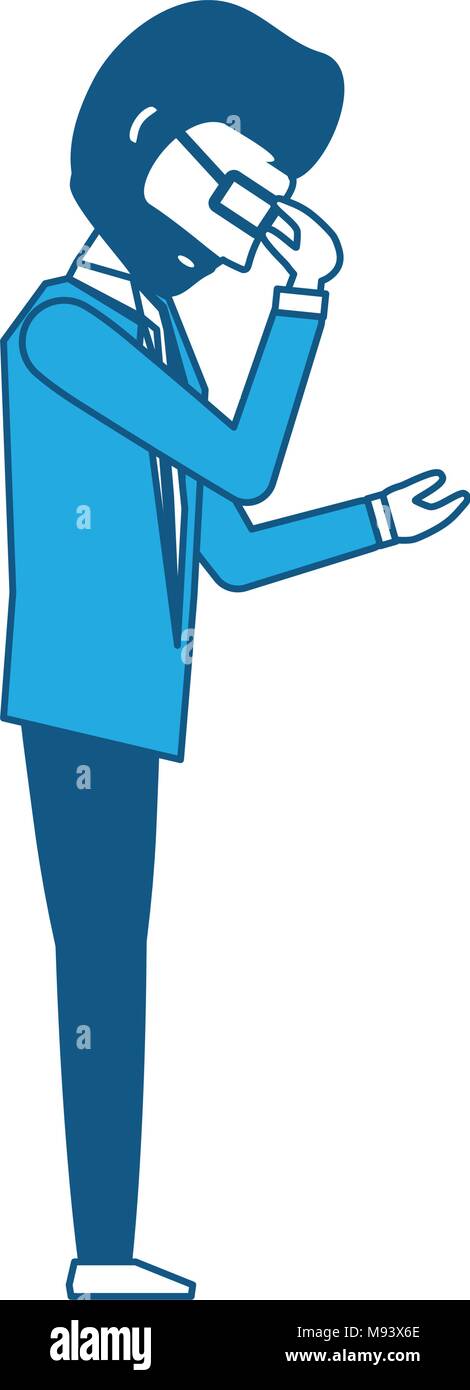 avatar businessman standing and thinking over white background, vector ...