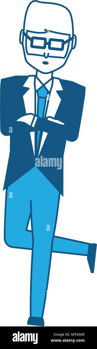 avatar businessman standing with one leg crossed icon over white ...
