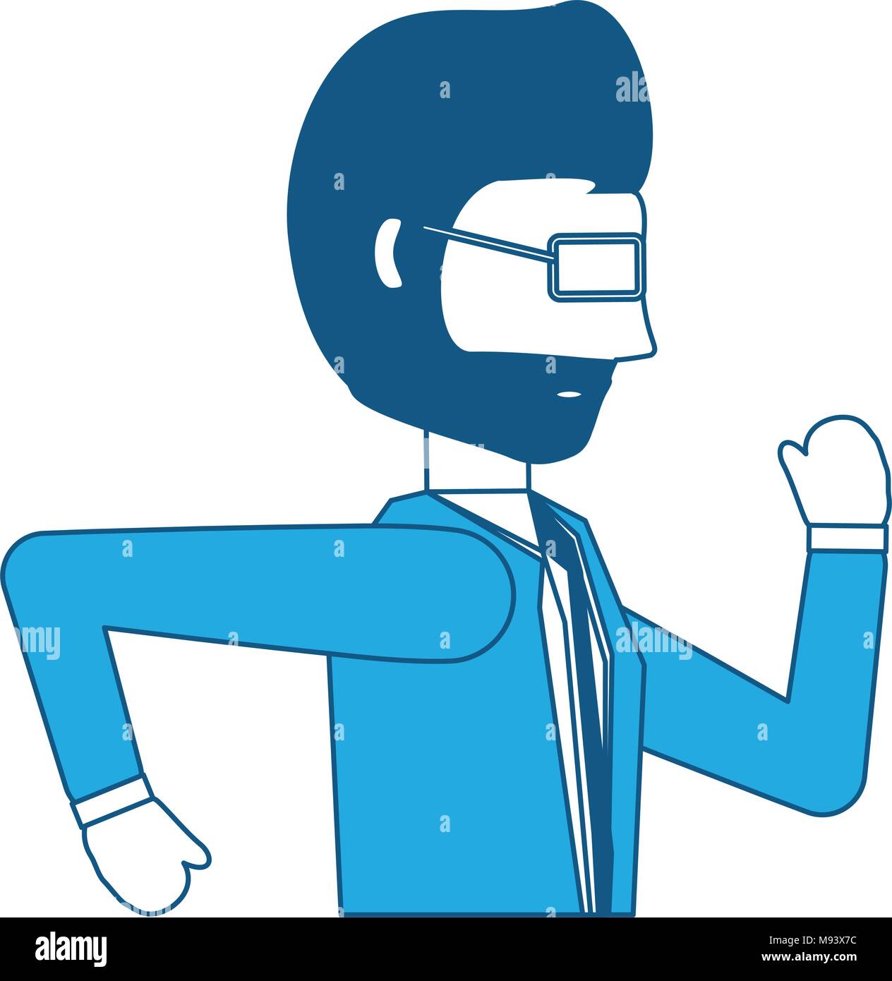 avatar businessman running icon over white background, blue shading ...