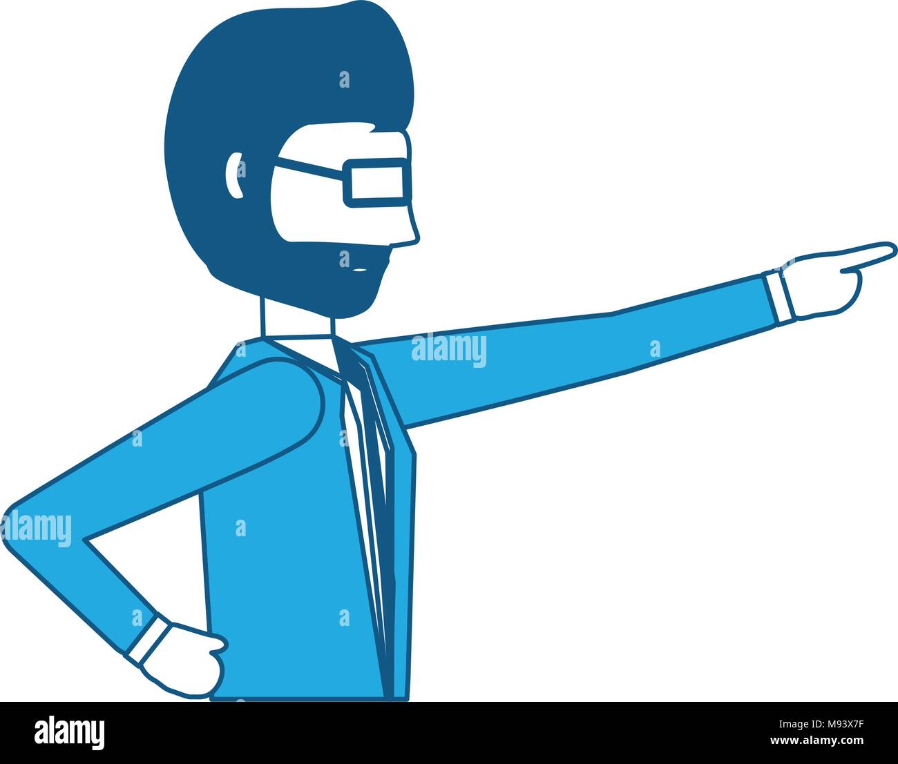 avatar businessman pointing over white background, blue shading design ...
