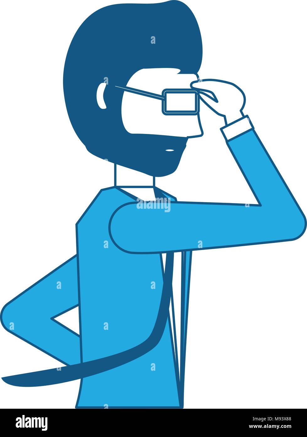avatar businessman thinking over white background, blue shading design ...