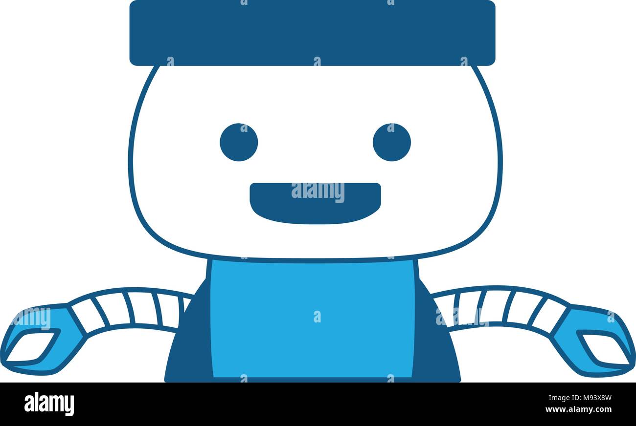 cartoon happy robot icon over white background, vector illustration ...