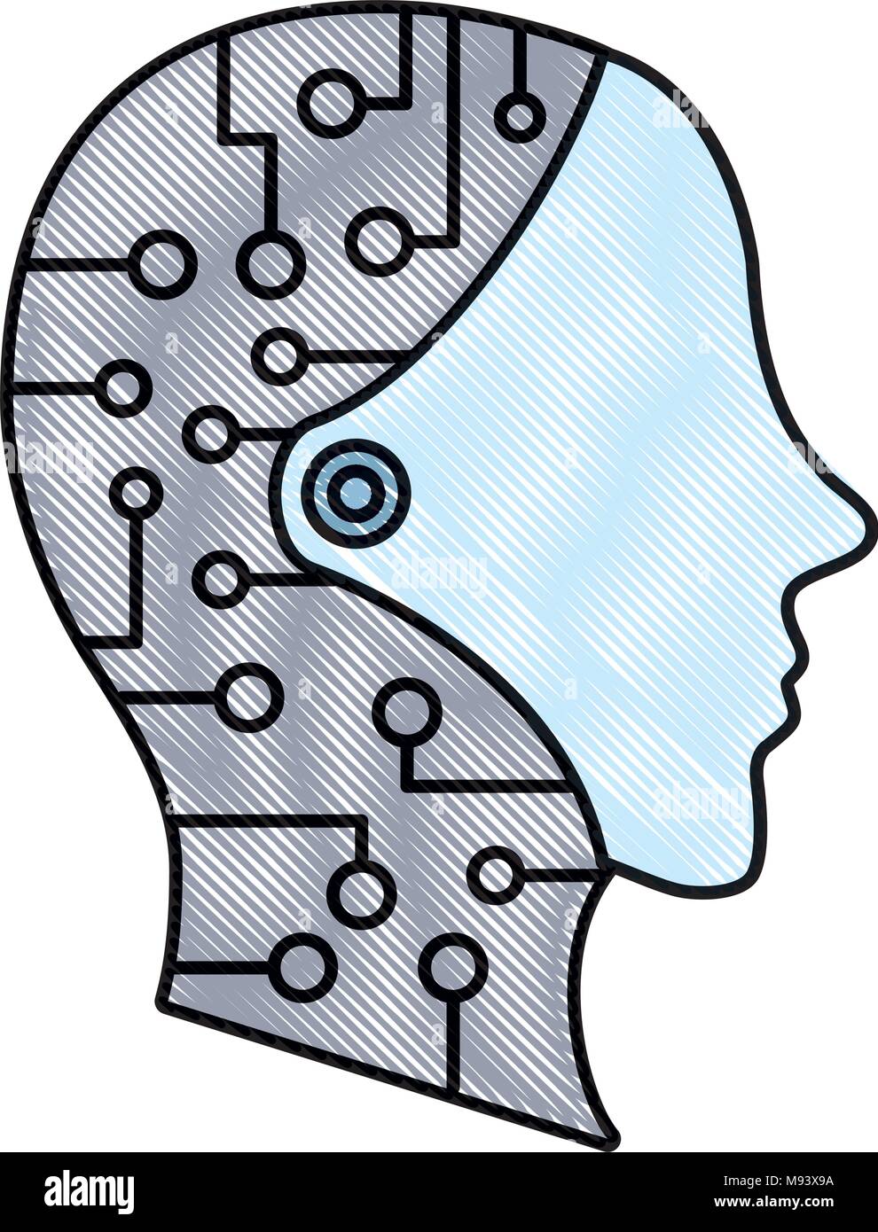 robotic head icon over white background, colorful design. vector ...