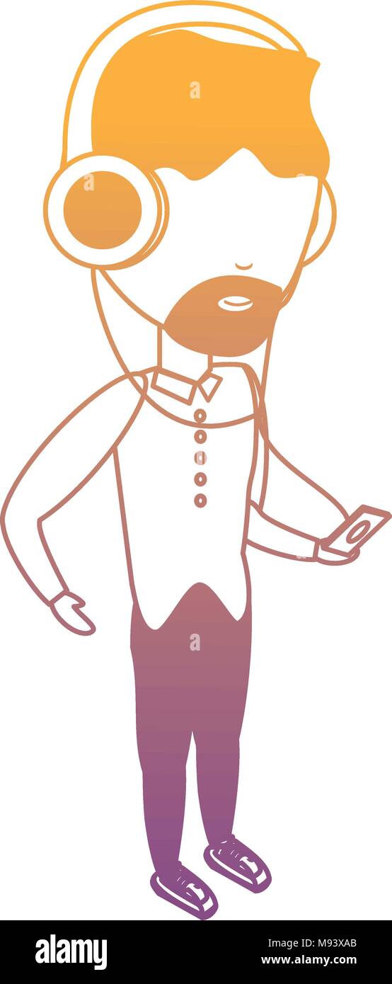 avatar man listening music with headphones over white background ...