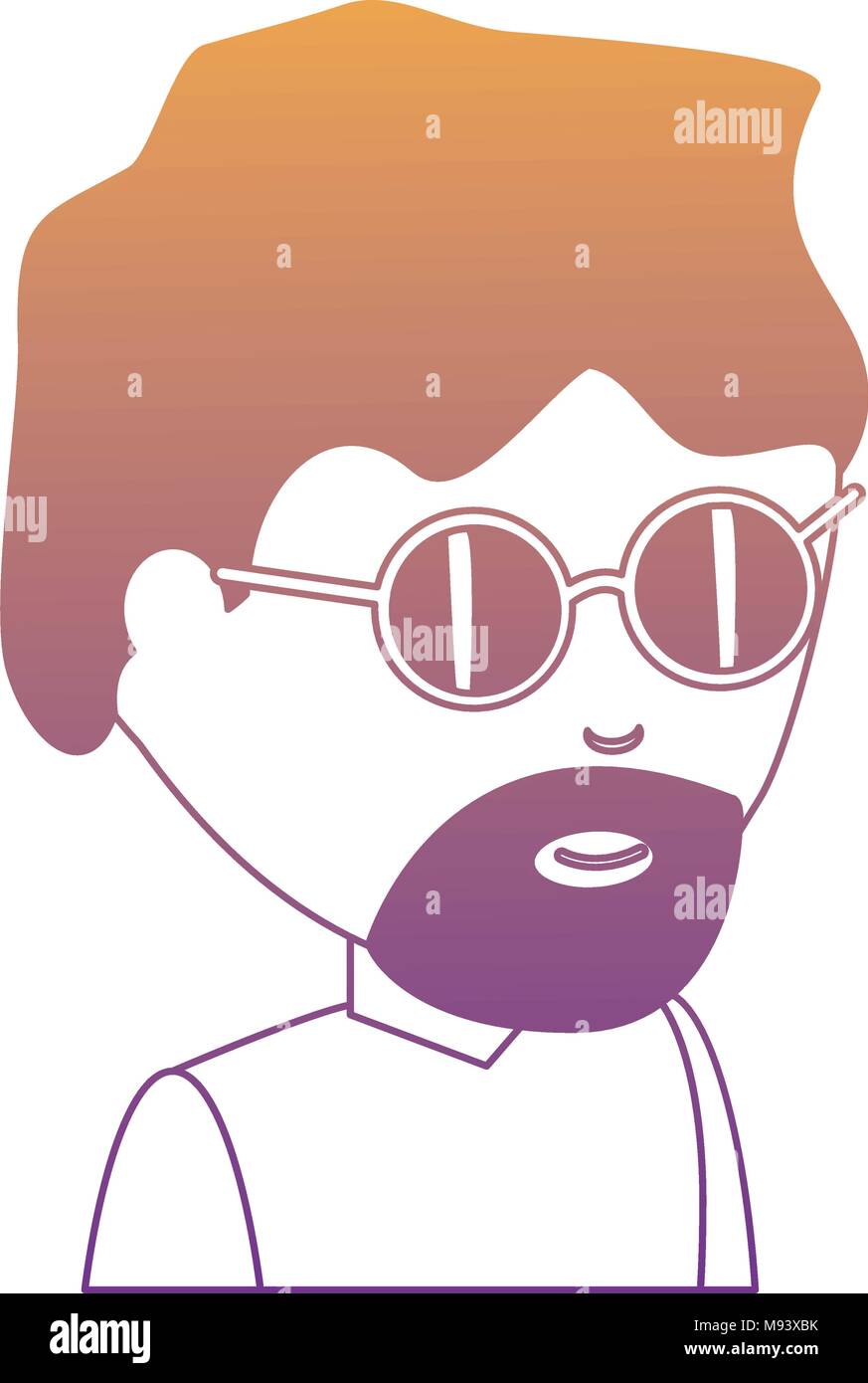 avatar man with beard and wearing round glasses over white background ...