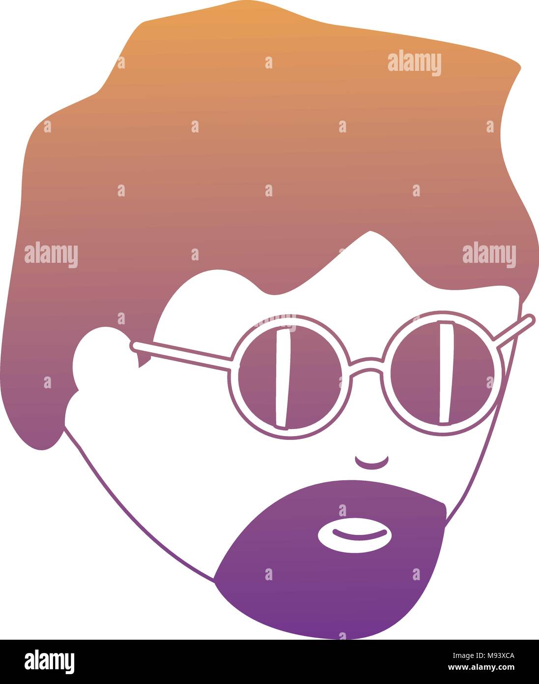 avatar man with beard and wearing round glasses over white background ...