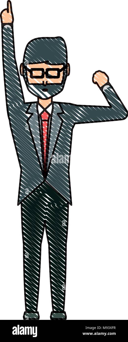 avatar businessman with arms up icon over white background, colorful ...
