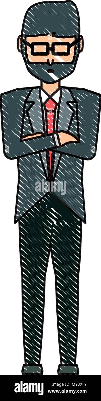 avatar businessman standing with crossed arms icon over white ...