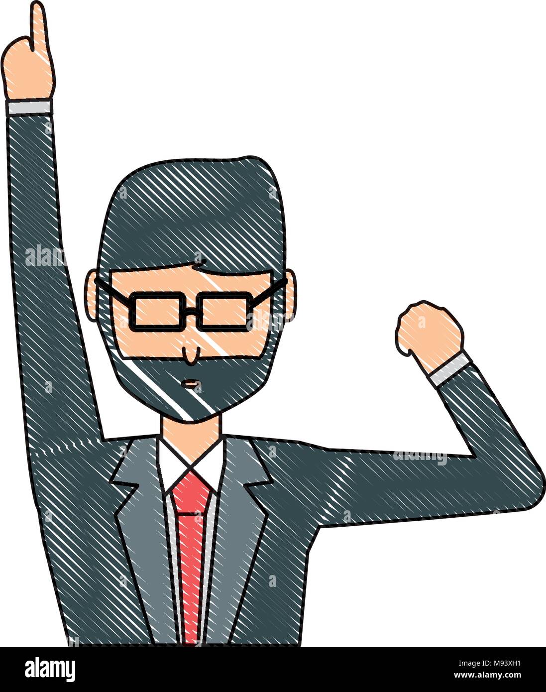 avatar businessman with arms up icon over white background, colorful ...