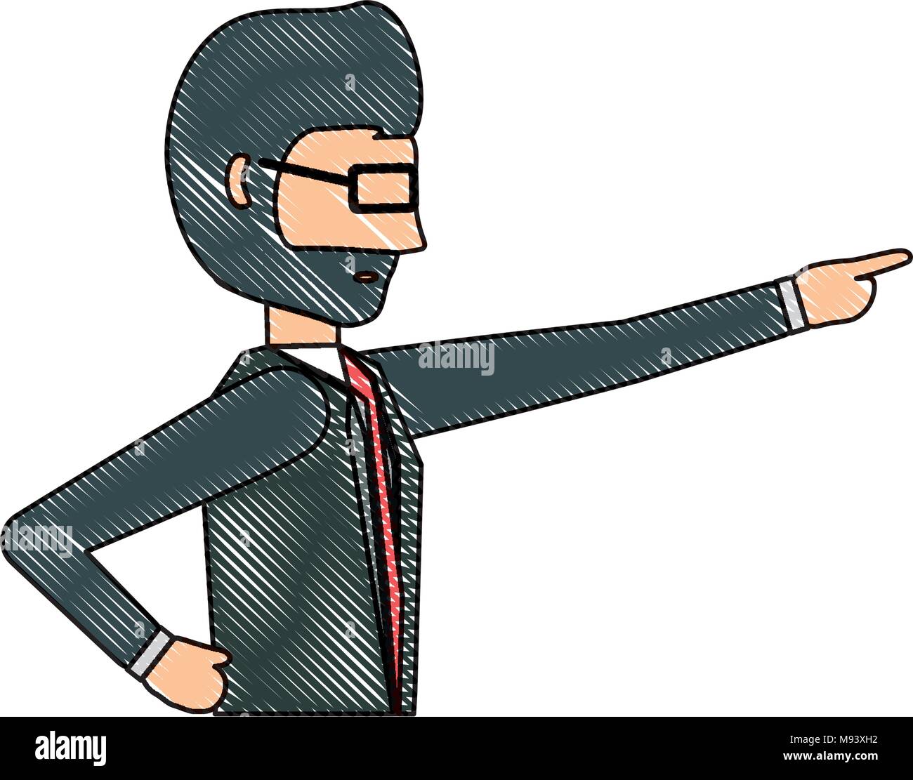 avatar businessman pointing over white background, colorful design ...