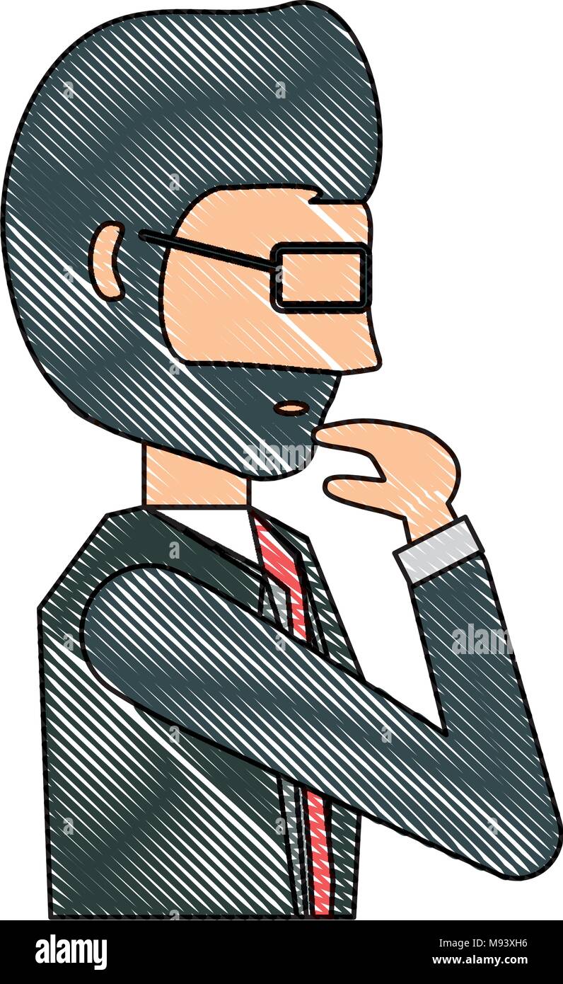 avatar businessman thinking over white background, colorful design ...