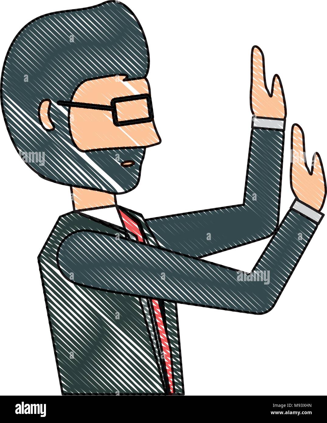 avatar excited businessman icon over white background, colorful design ...