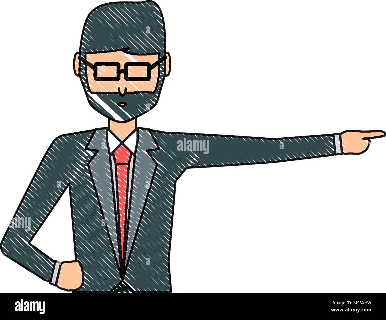 avatar businessman pointing over white background, colorful design ...