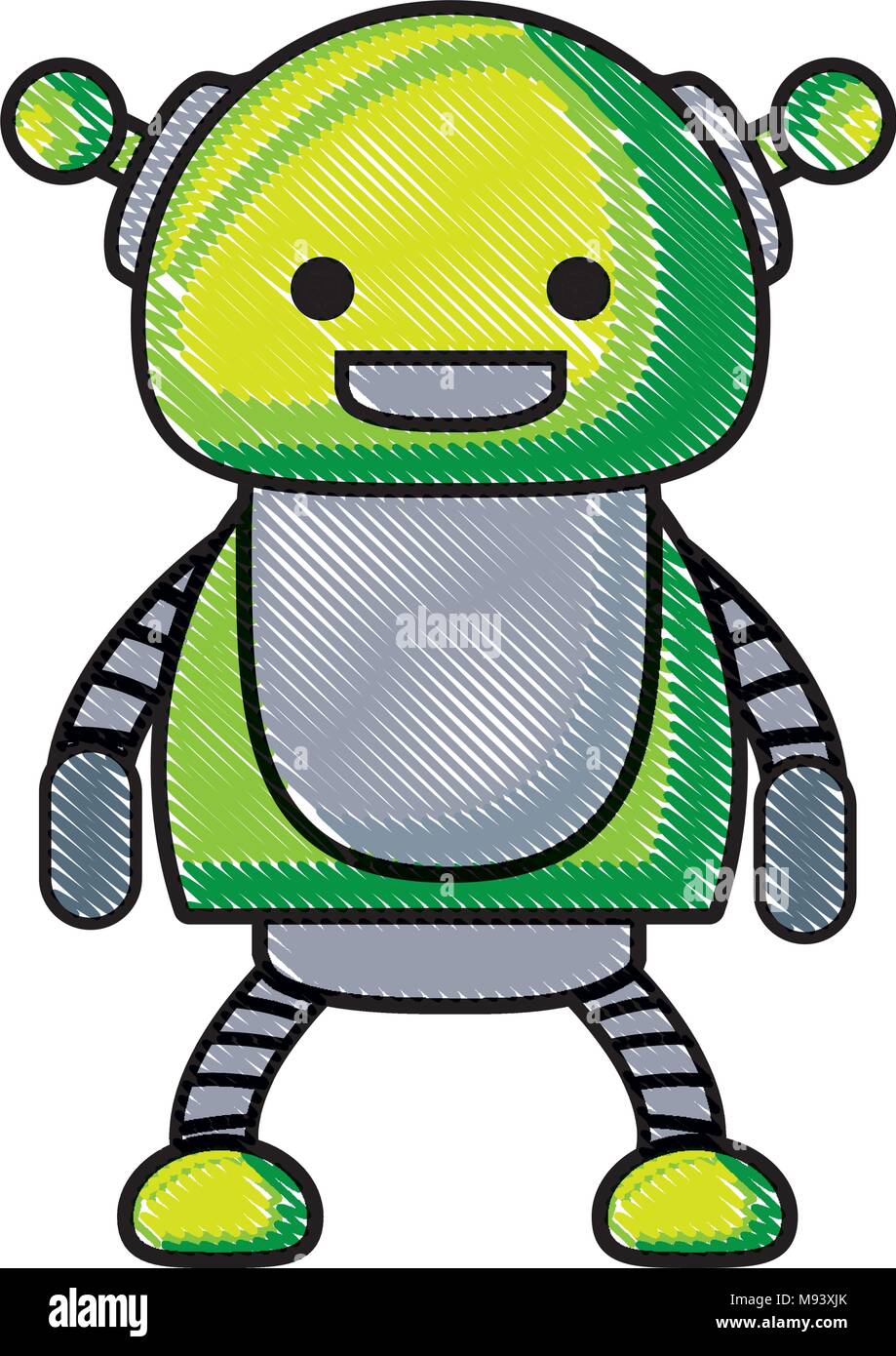 cartoon cute robot icon over white background, colorful design. vector ...
