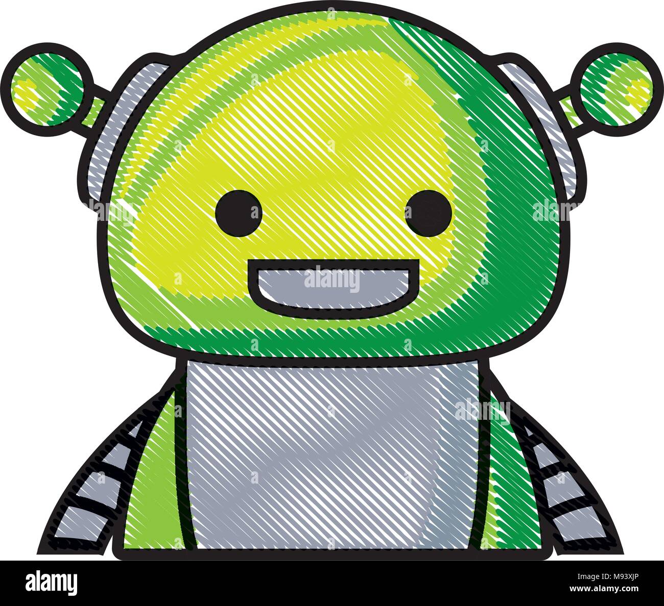 cartoon happy robot icon over white background, colorful design. vector ...