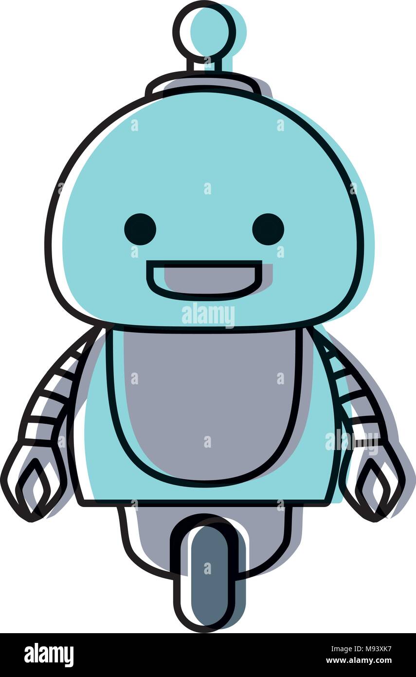 Cartoon little robot icon over white background, colorful design ...