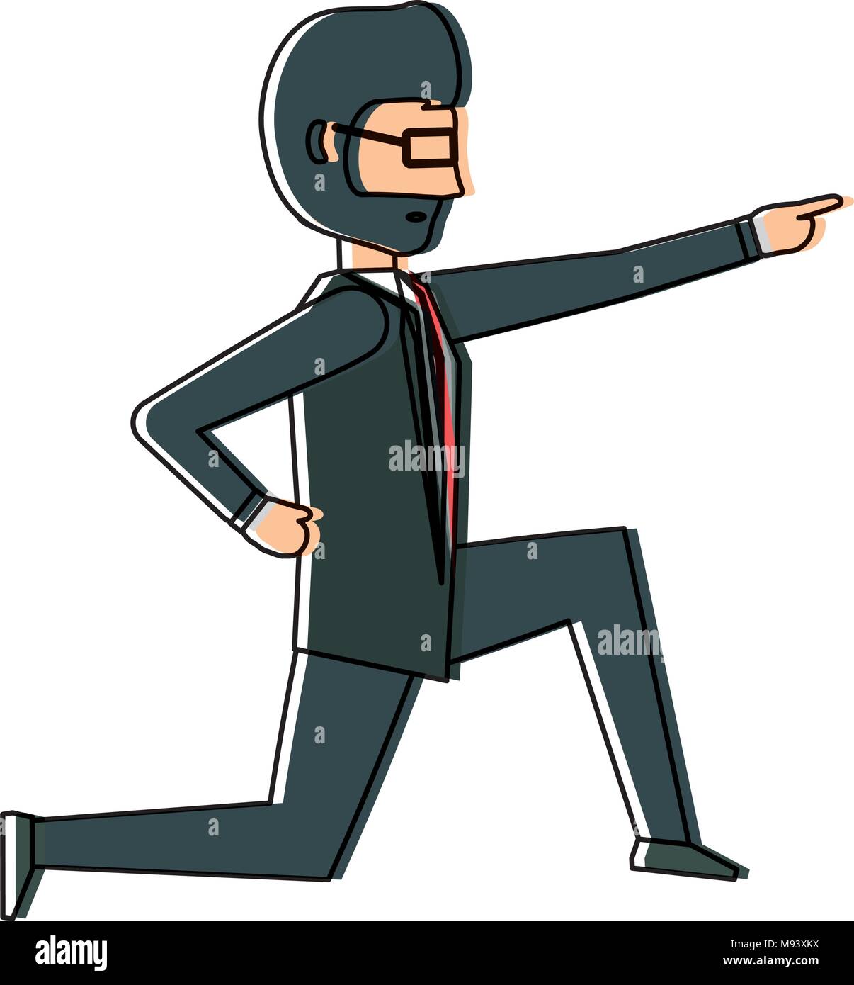 avatar businessman kneeling and pointing over white background ...