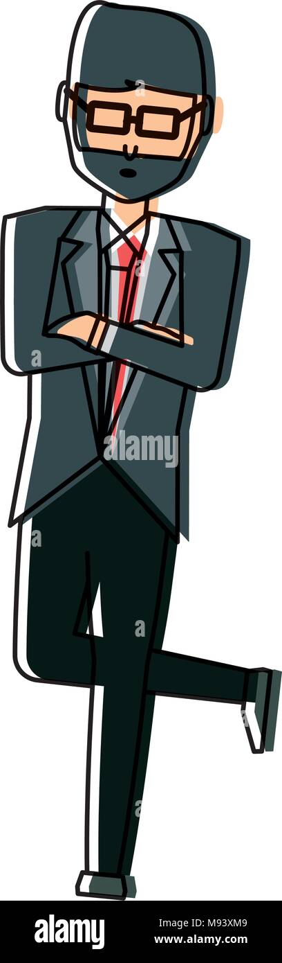 avatar businessman standing with one leg crossed icon over white ...