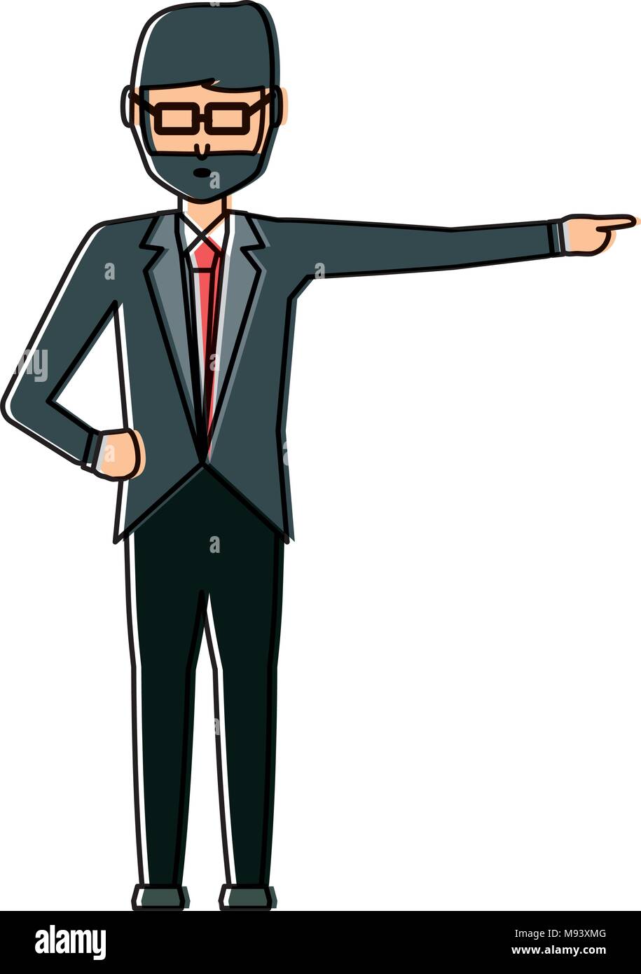 avatar businessman standing and pointing over white background ...