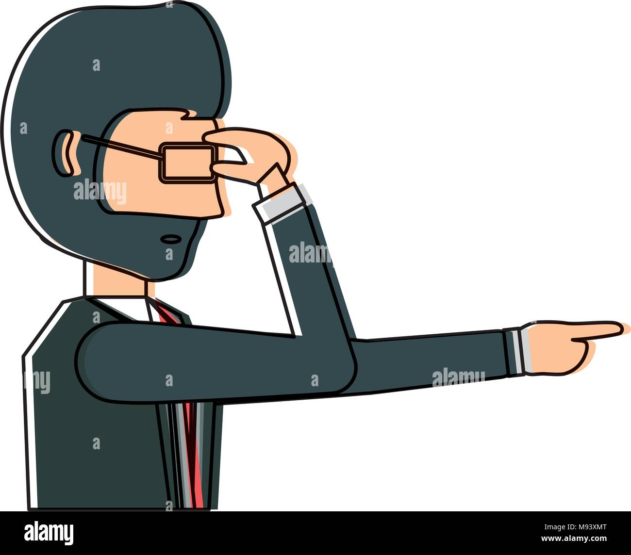 avatar businessman pointing over white background, colorful design ...