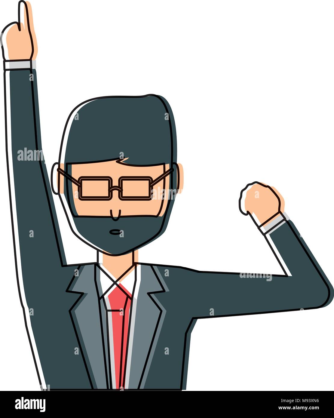 avatar businessman with arms up icon over white background, colorful ...