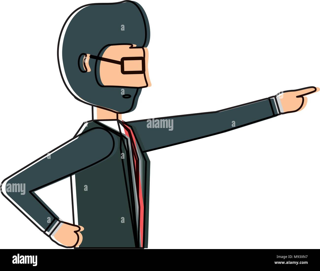 avatar businessman pointing over white background, colorful design ...
