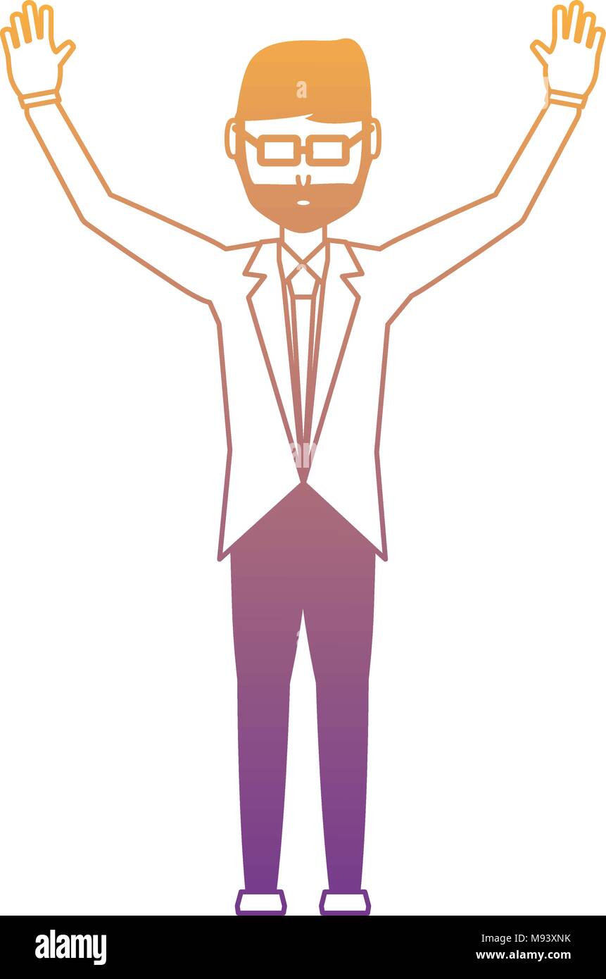 avatar businessman with arms up icon over white background, colorful ...