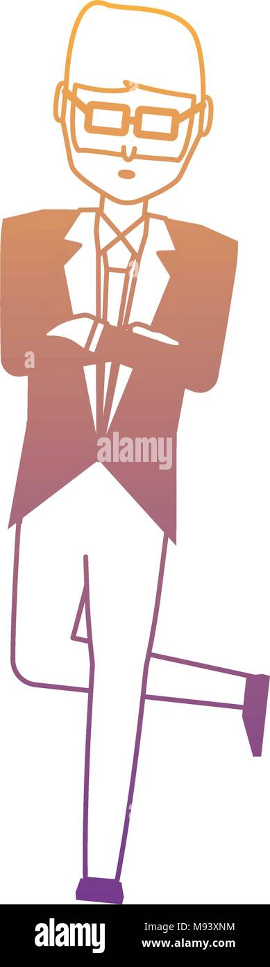 avatar businessman standing with one leg crossed icon over white ...